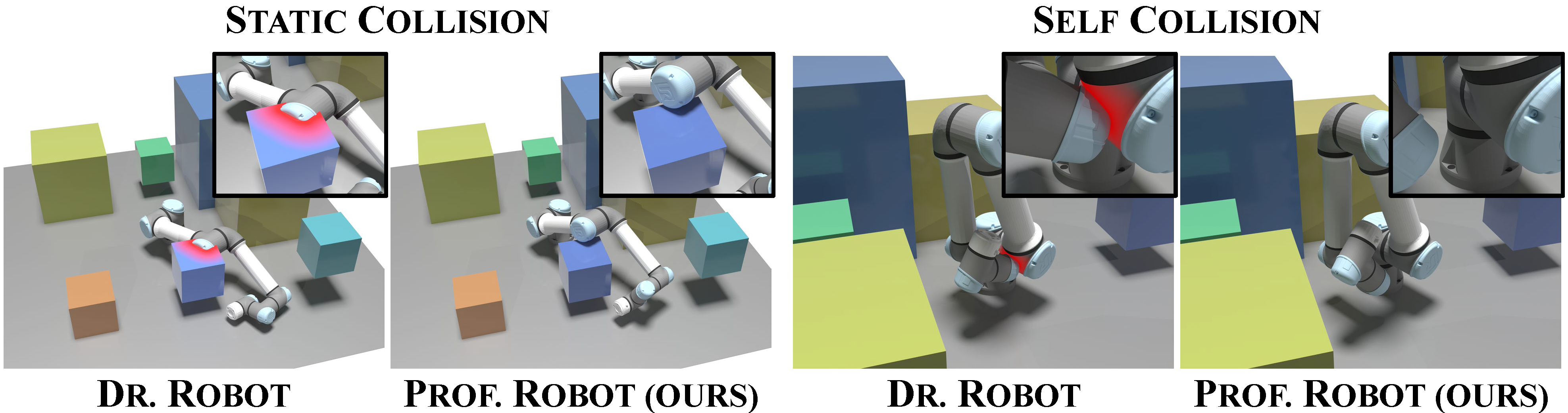 Prof. Robot: Differentiable Robot Rendering Without Static and Self-Collisions